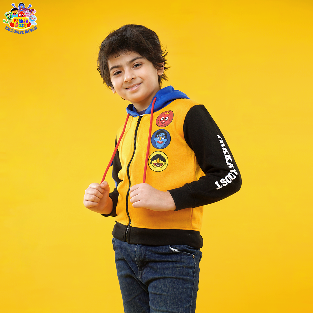 Boy's Fleece Jacket Pakkay Dost Characters Faces-Yellow Price in ...