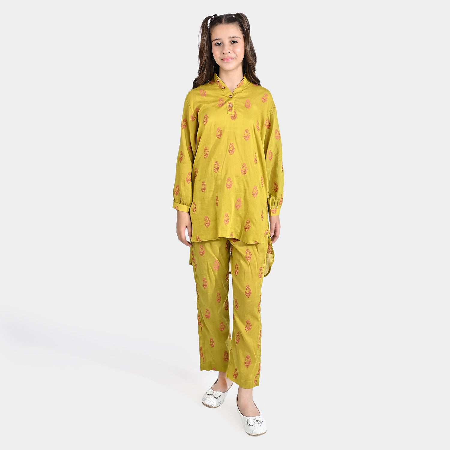 Girls Jacquard 2 Pcs Suit olive-Dhani Price in Pakistan | Bachaa Party