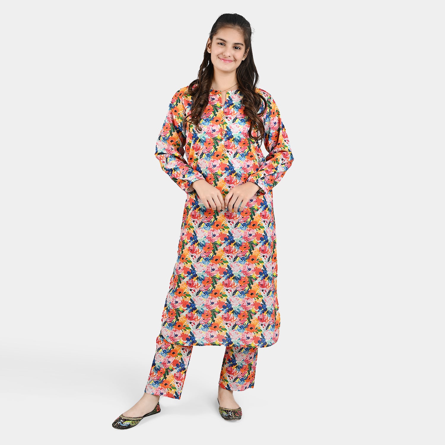 Teen Girls Cotton 2 PC Suit-Floral-Multi Price in Pakistan | Bachaa Party