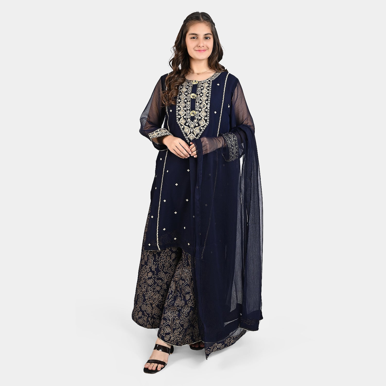 Teen Girls Raw Silk 3 PCS Suit-Meher-Blue Price in Pakistan | Bachaa Party