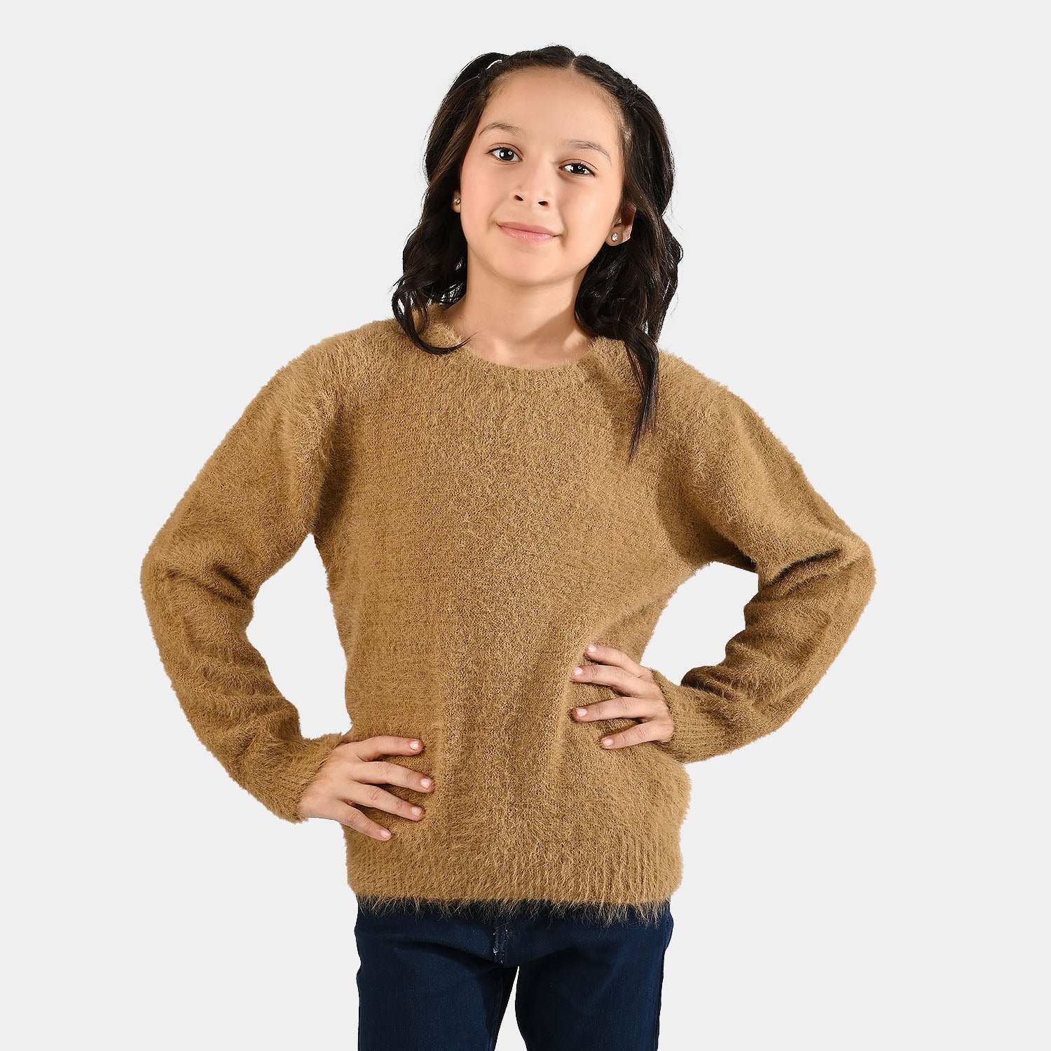 Girls Feather yarn Sweater-Feather-Lt.Brown Price in Pakistan | Bachaa ...
