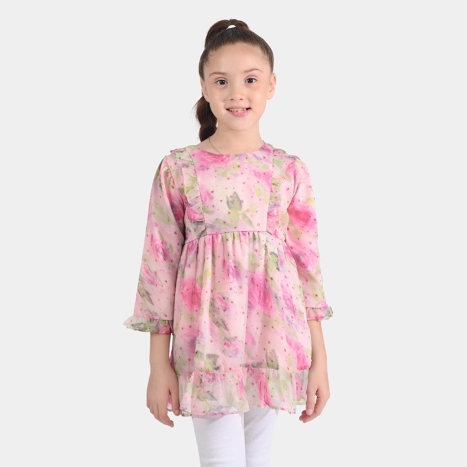 Girls Chiffon Casual Frock Neon Star-Multi Price in Pakistan | Bachaa Party