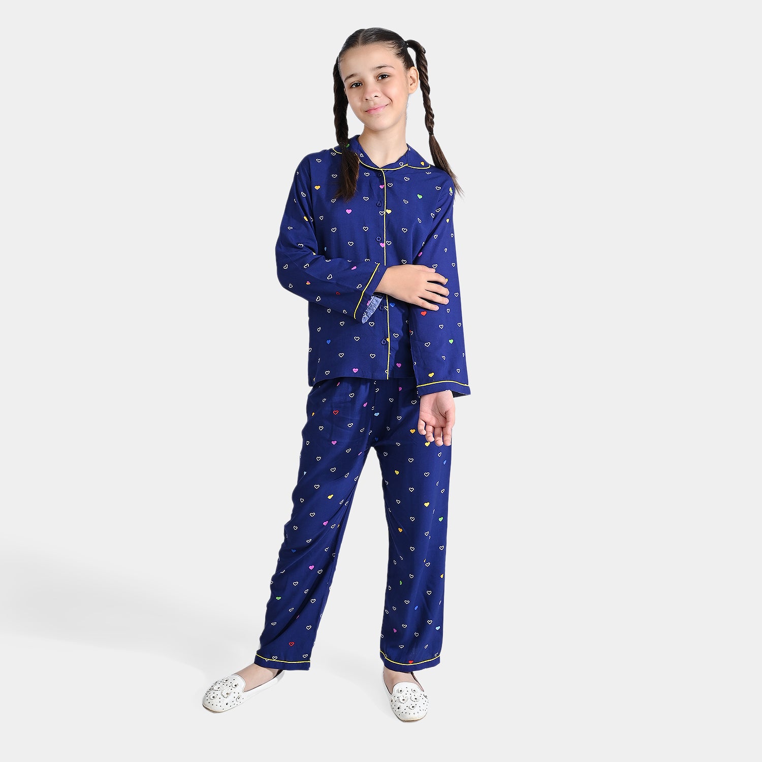 Girls Viscose Nightwear Multi Heart - Blue Price in Pakistan | Bachaa Party