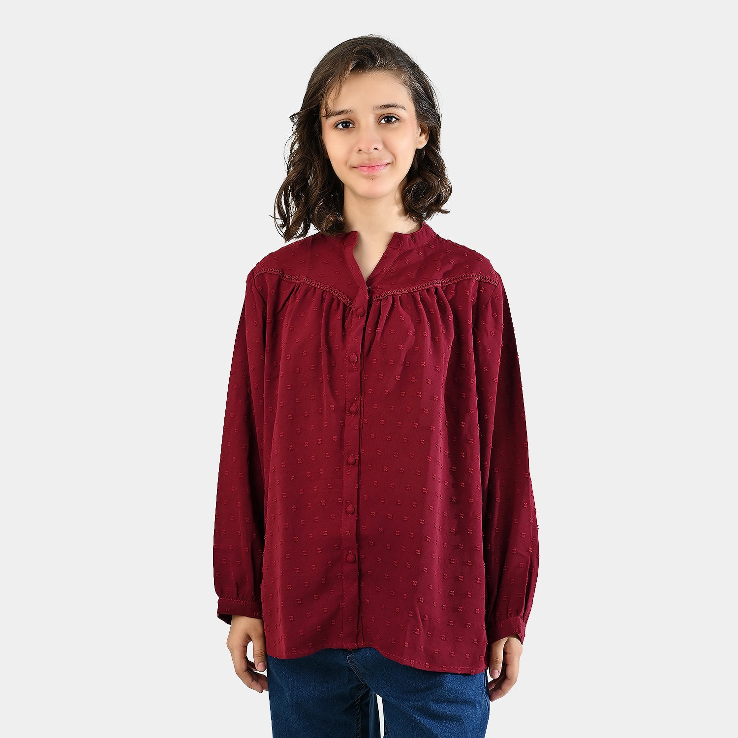 Teens Girls Poly Cotton Maroon Motif Casual Top-MAROON Price in ...
