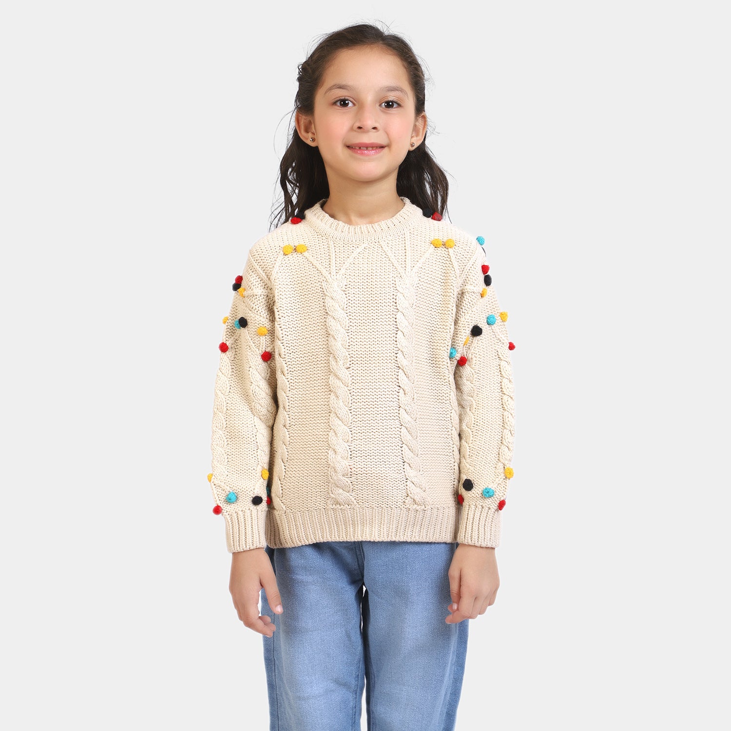 Girls Knitted Sweater GS-011-BEIGE Price in Pakistan | Bachaa Party