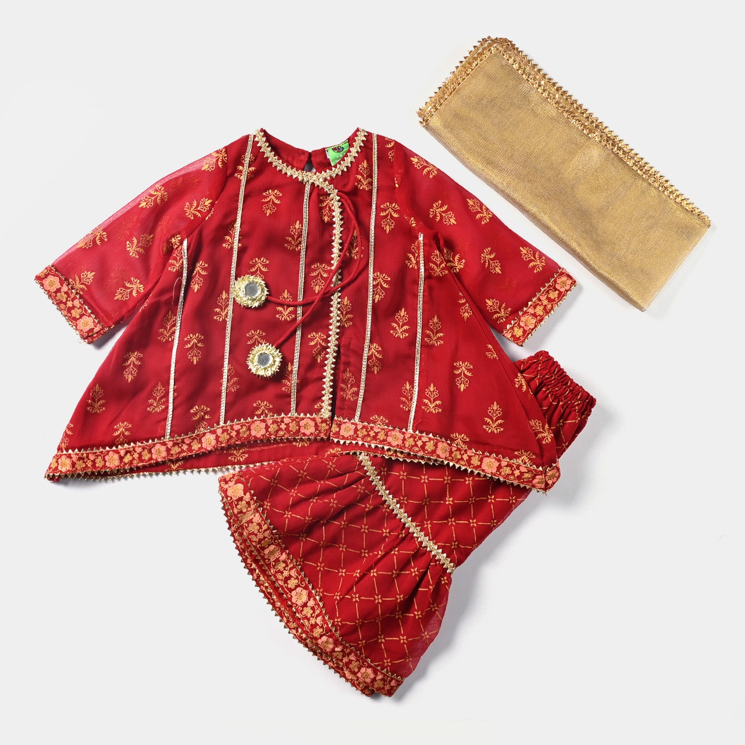 Infant Girls Chiffon 3Pcs Riwayat-Red Price in Pakistan | Bachaa Party