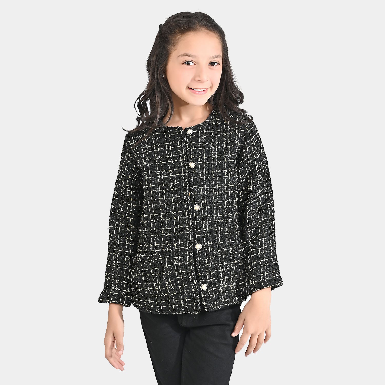 Girls Cotton Twill Jacket Fancy Tweed Black-BLACK Price in Pakistan ...