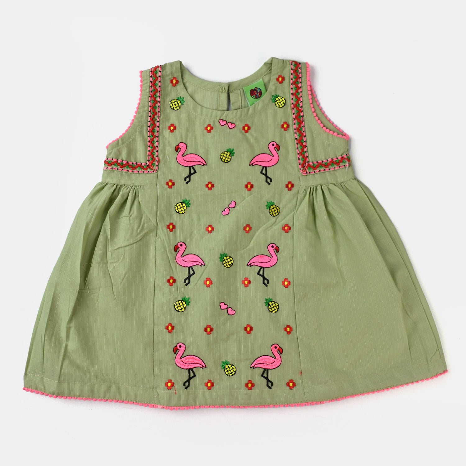 Infant Girls Dobby EMB Kurti Little Flamingos-Grape Green Price in ...