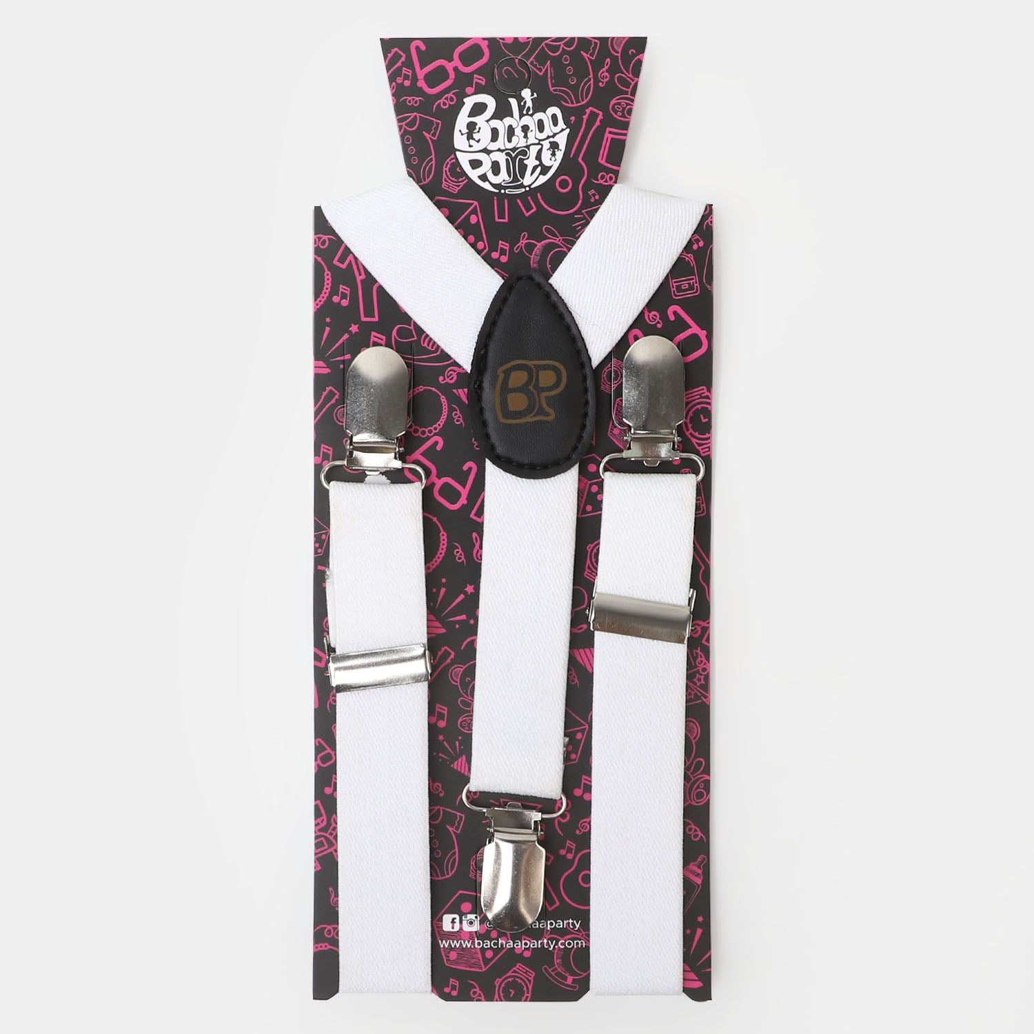 Boys Elastic Gallace/Suspenders | White | Bachaa Party